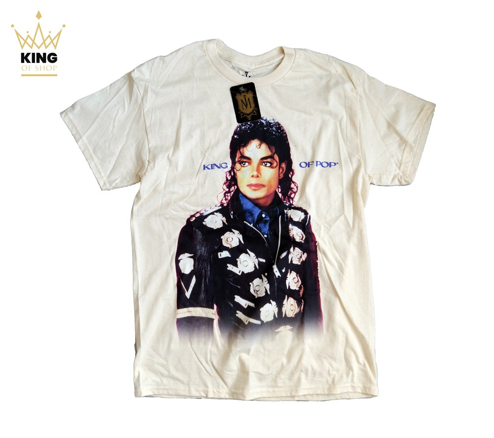 Michael Jackson | King of Pop Beige T-shirt – King Of Shop - Michael ...